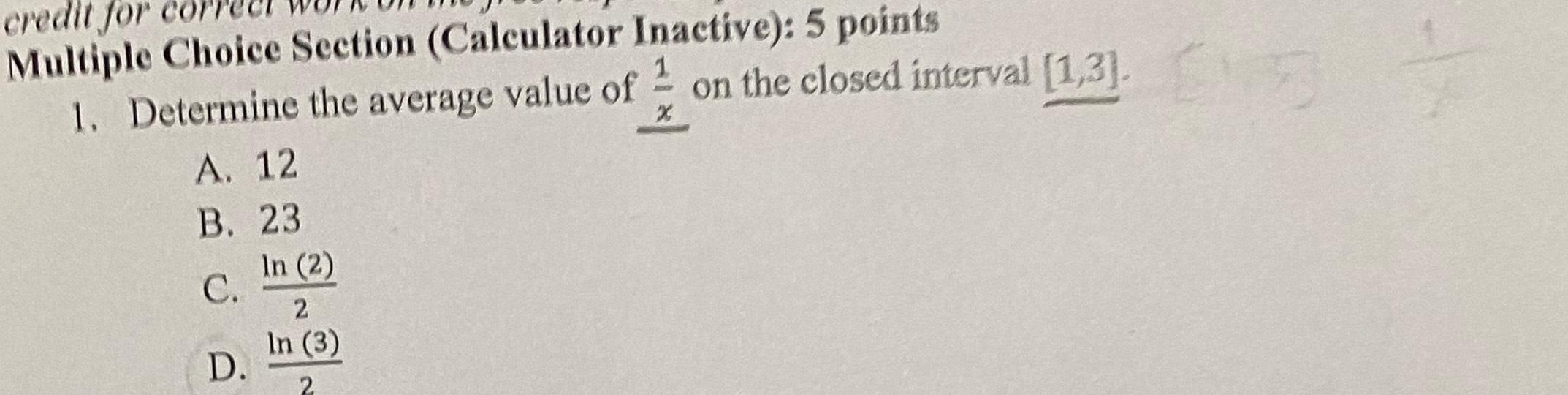 Solved Determine the average value of 1x ﻿on the closed | Chegg.com