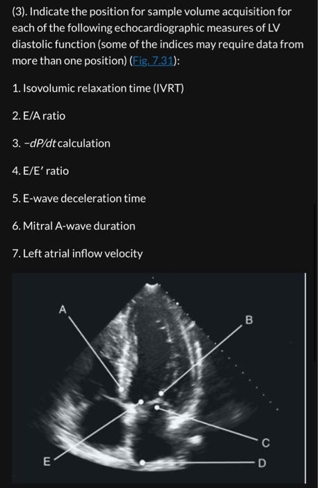 Solved (3). Indicate the position for sample volume | Chegg.com