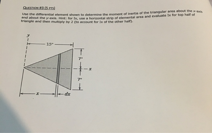 Solved QUESTION #3 (5 PTS) Use the differential element | Chegg.com
