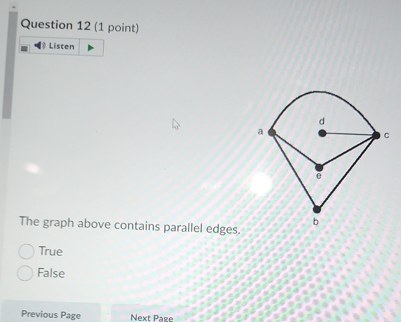 Solved The graph above contains parallel edges. True False | Chegg.com