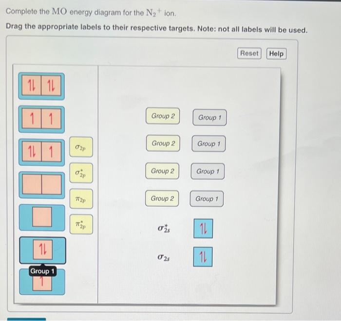 Solved Complete the MO energy diagram for the N2+ ion. Drag | Chegg.com