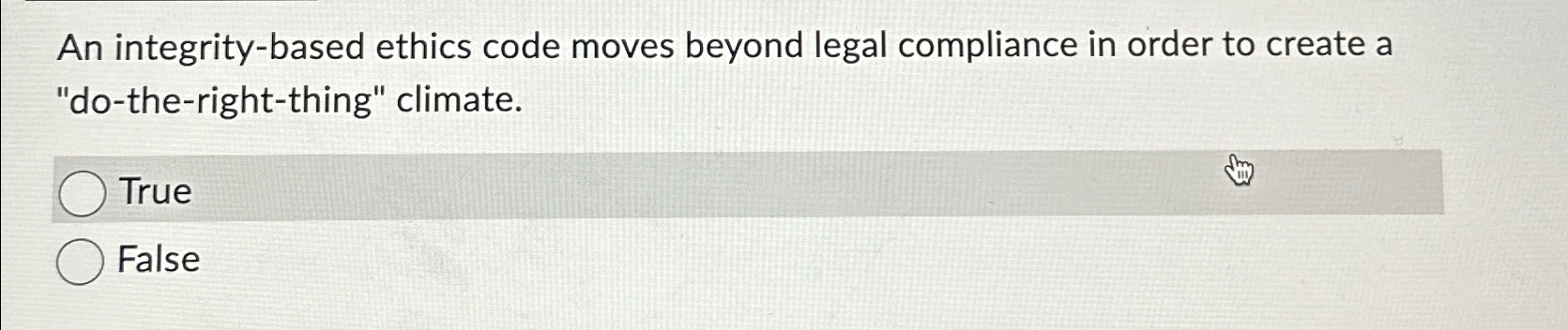 Solved An integrity-based ethics code moves beyond legal | Chegg.com