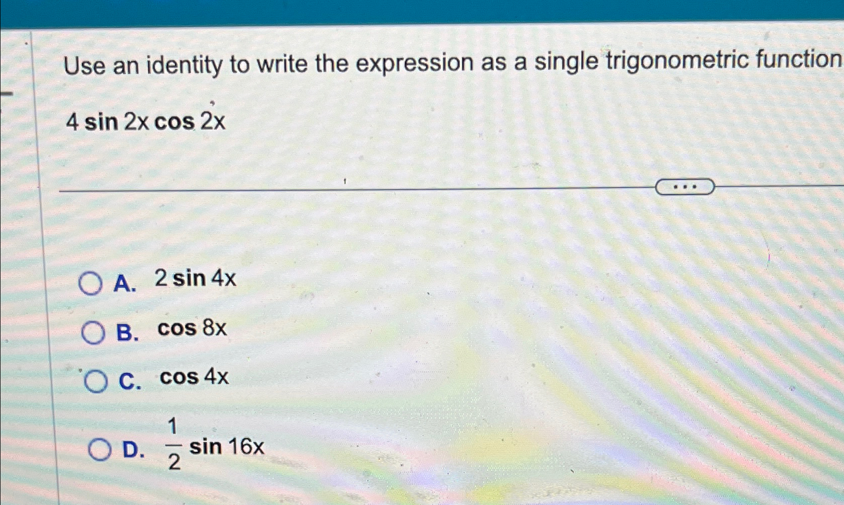 Solved Use an identity to write the expression as a single | Chegg.com