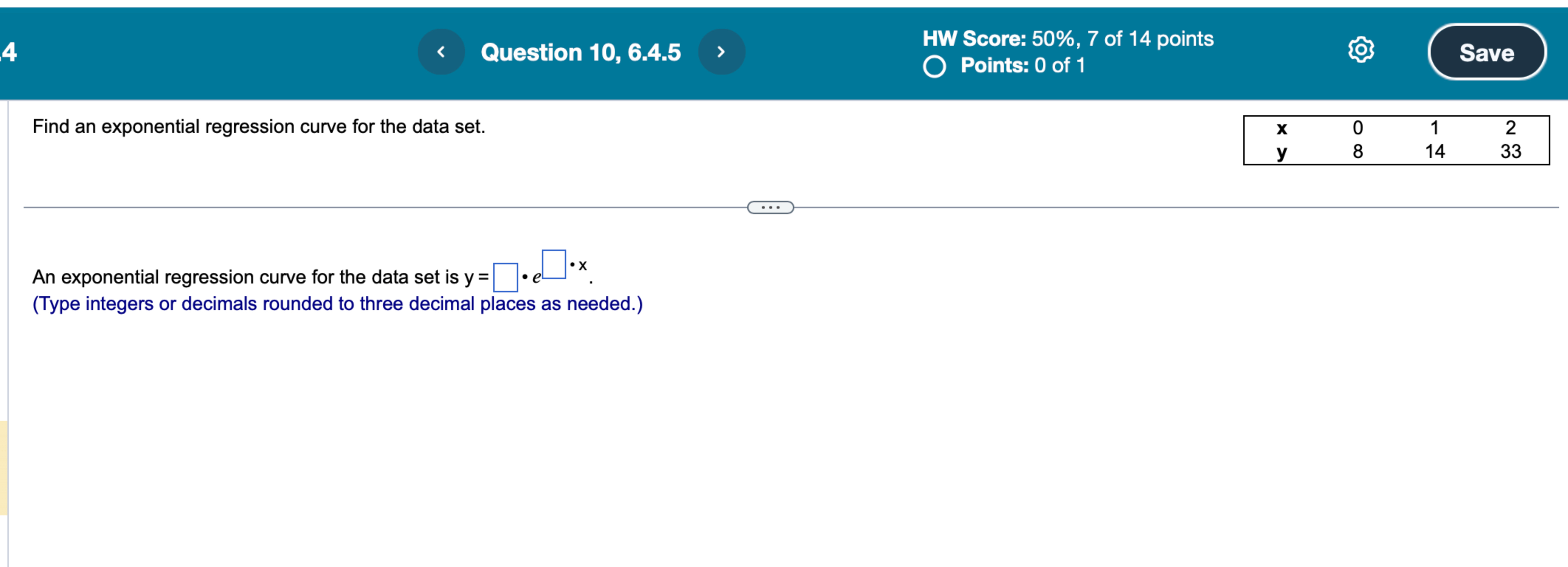 Solved Find An Exponential Regression Curve For The Data