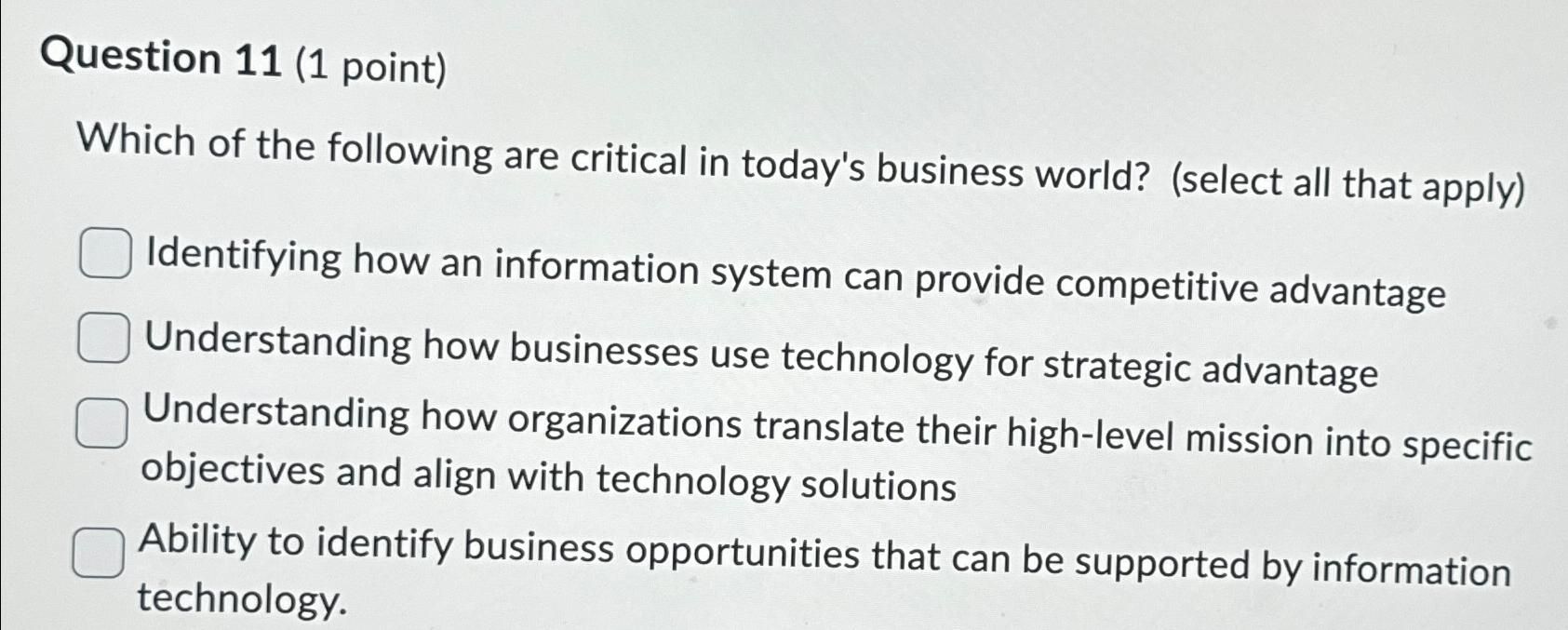 Solved Question 11 (1 ﻿point)Which of the following are | Chegg.com