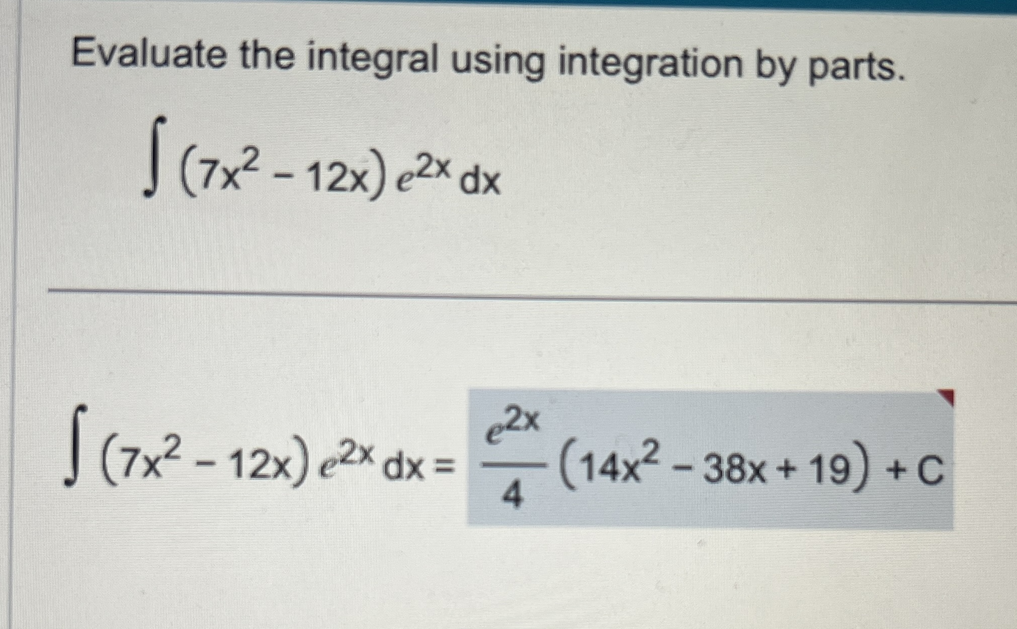 Solved Evaluate the integral using integration by | Chegg.com