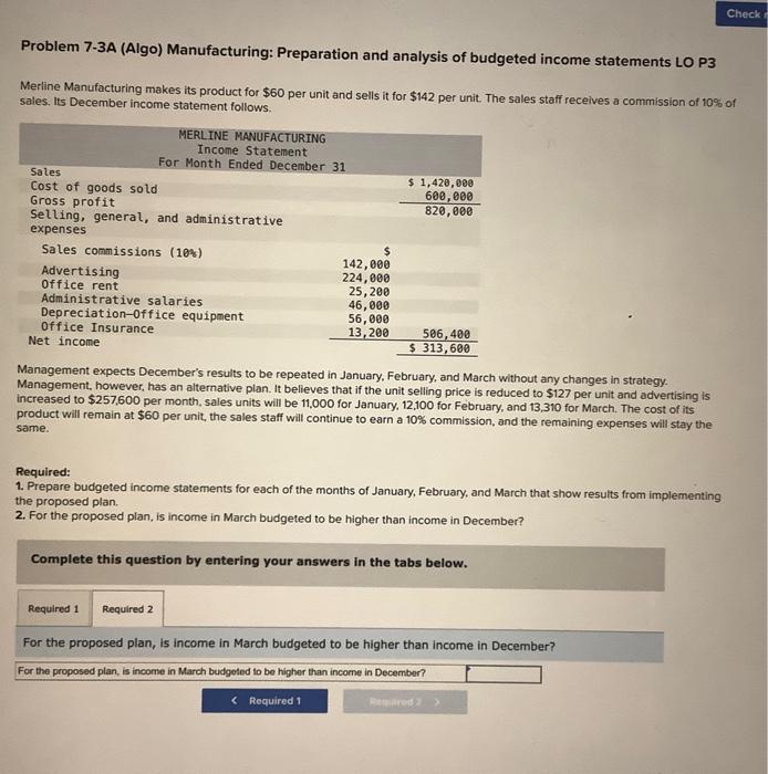 Solved Problem 7.3A (Algo) Manufacturing: Preparation and | Chegg.com