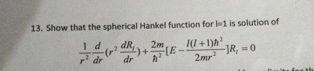 Solved Show that the spherical Hankel function for l=1 ﻿is | Chegg.com