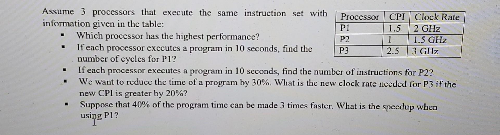 Solved Assume 3 processors that execute the same instruction | Chegg.com