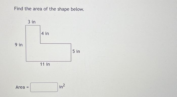 Solved Find the area of the shape below. | Chegg.com