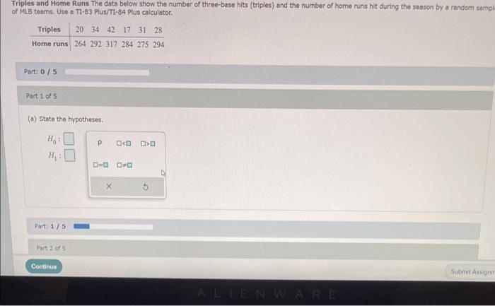 Solved Triples and Home Runs The data below show the number | Chegg.com