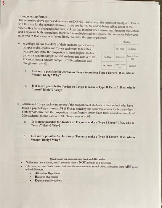 Solved Interpreting Type I/Type II Errors Worksheet Wait, we | Chegg.com