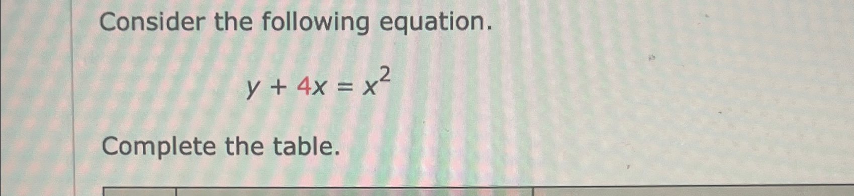 Solved Consider the following equation.y+4x=x2Complete the | Chegg.com