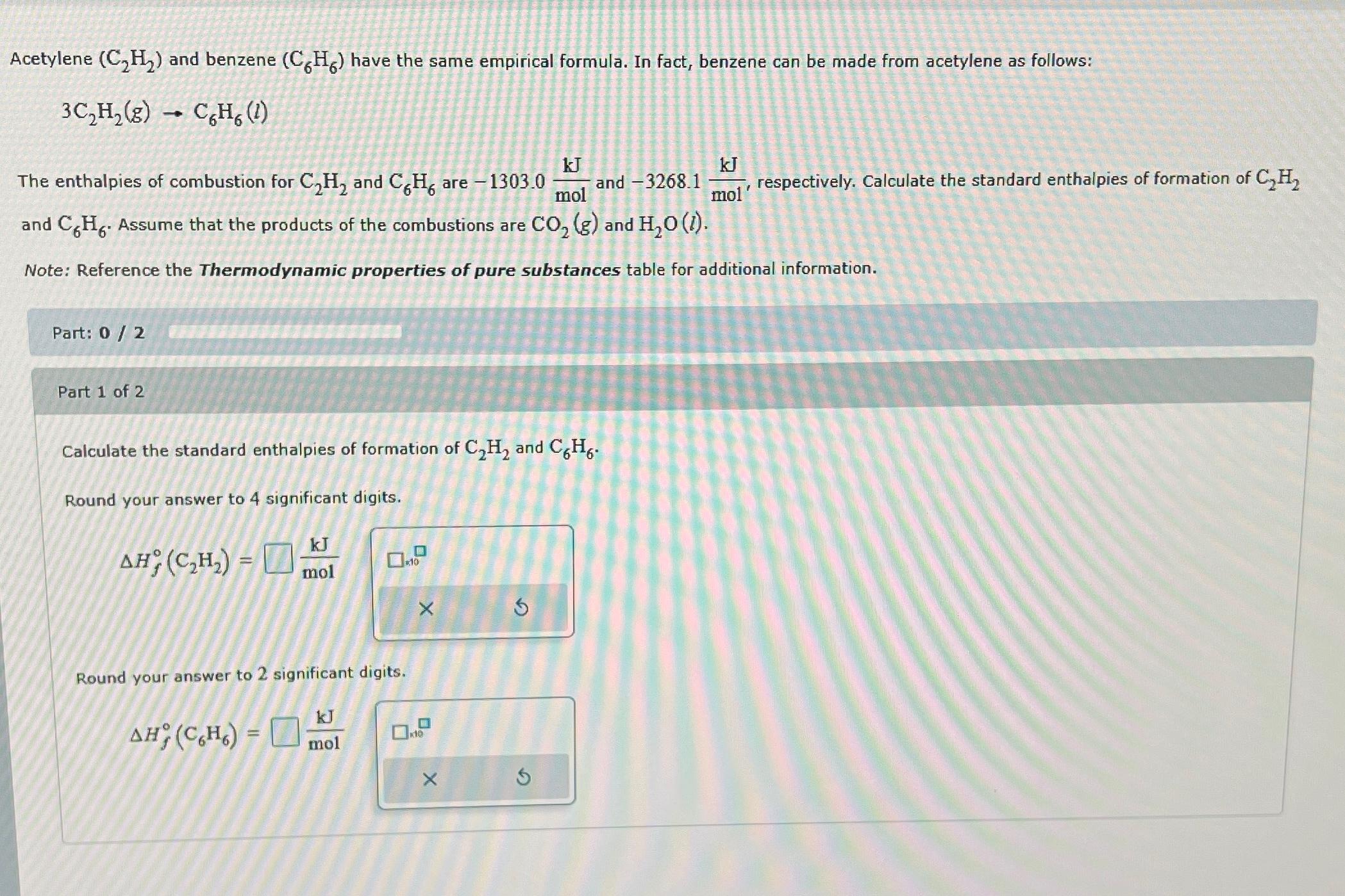 Solved Acetylene (C2H2) ﻿and benzene (C6H6) ﻿have the same | Chegg.com
