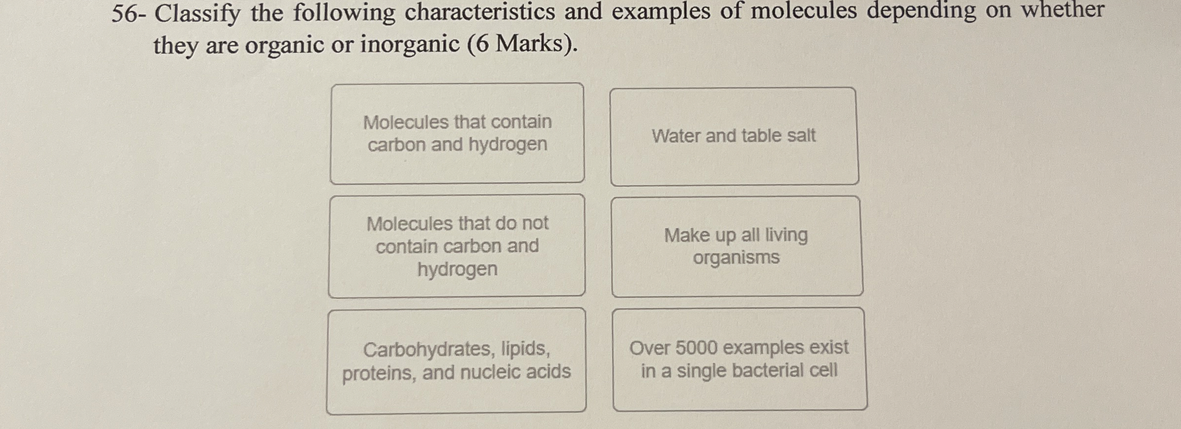 Solved 56- ﻿Classify the following characteristics and | Chegg.com