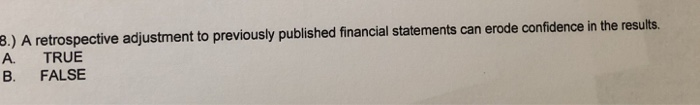 Solved B.) A retrospective adjustment to previously | Chegg.com