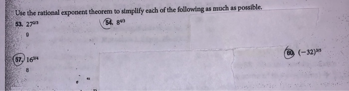 Solved Use the rational exponent theorem to simplify each of | Chegg.com