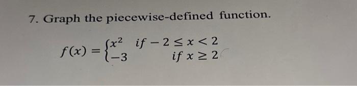Solved 7. Graph the piecewise-defined function. f(x)={x2−3 | Chegg.com