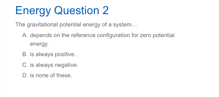 Solved Energy Question 2The gravitational potential energy | Chegg.com