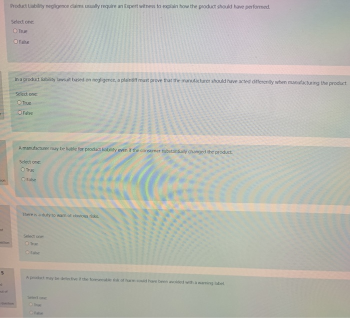 Solved Product Liability negligence claims usually require | Chegg.com