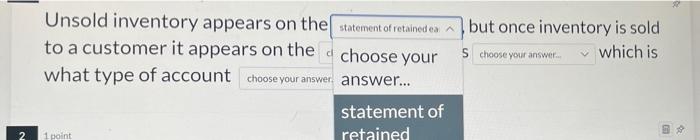 Solved Unsold inventory appears on the to a customer it | Chegg.com