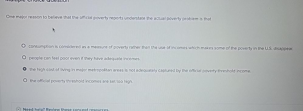 Solved One Major Reason To Believe That The Official Poverty 6068
