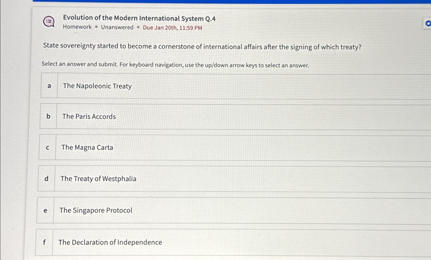 Solved Evolution of the Modern International System | Chegg.com