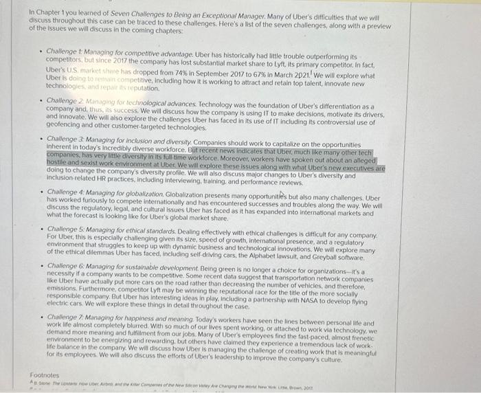 Solved This part of the Uber continuing case focuses on | Chegg.com