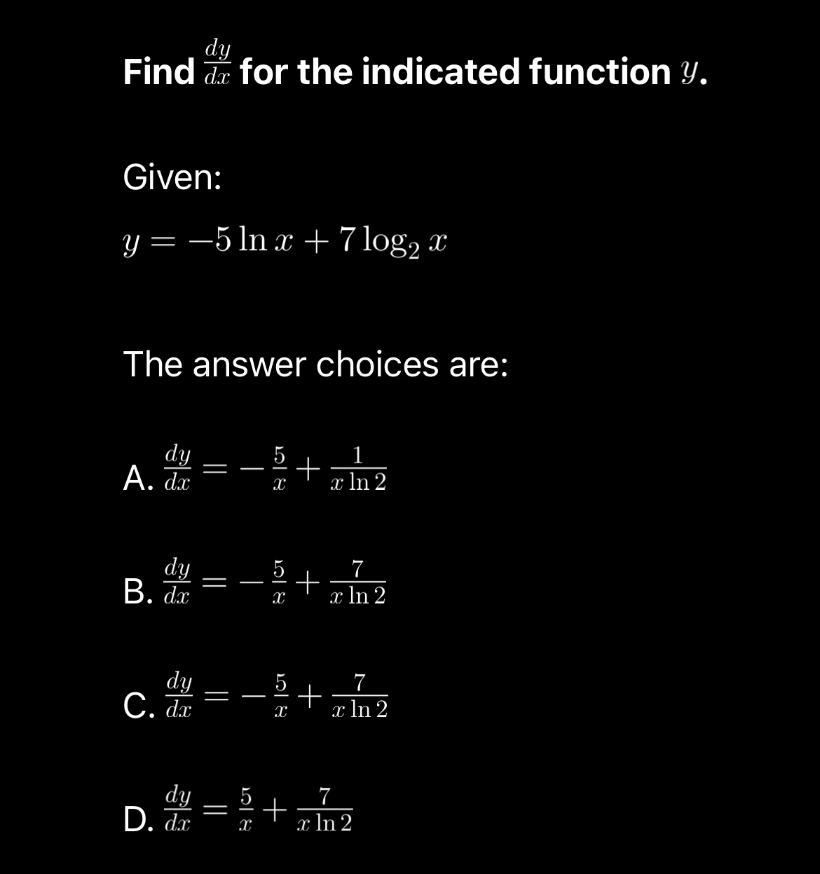 Solved Find dydx ﻿for the indicated function | Chegg.com