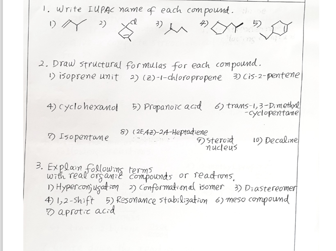 Solved Write IUPAC name of each compound.Draw structural | Chegg.com