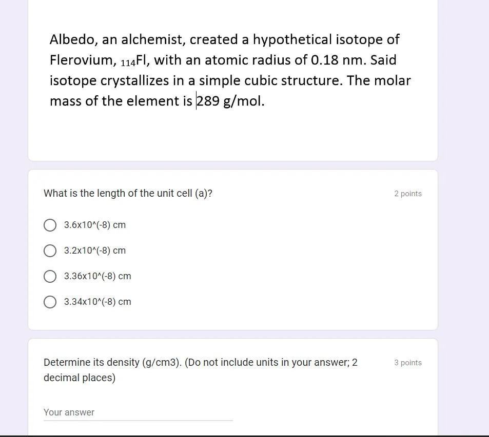 Solved Albedo, an alchemist, created a hypothetical isotope | Chegg.com