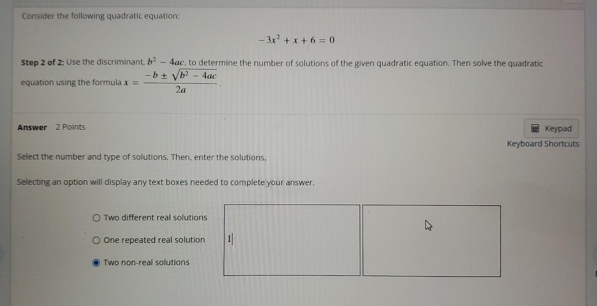 [solved] Consider The Following Quadratic Equatio