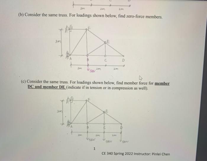 Solved (a) For the truss shown below, classify as statically | Chegg.com Solved (a) For the truss shown below, classify as statically | Chegg.com