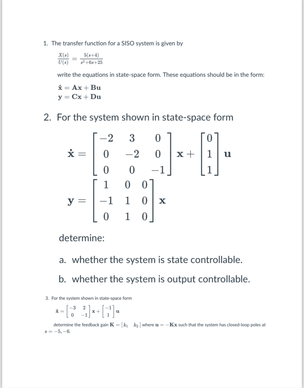 Solved The transfer function for a SISO system is given | Chegg.com