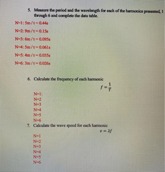 Solved calculate the frequency of each of the harmonics and | Chegg.com