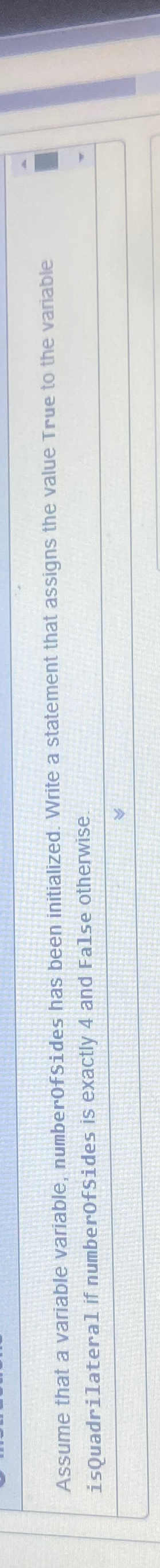 Assume that a variable variable, numberofsides has | Chegg.com