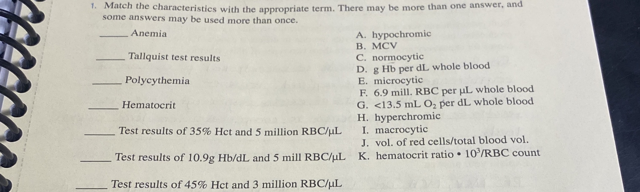 Solved Match the characteristics with the appropriate term. | Chegg.com