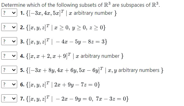 Solved Determine which of the following subsets of R3 ﻿are | Chegg.com