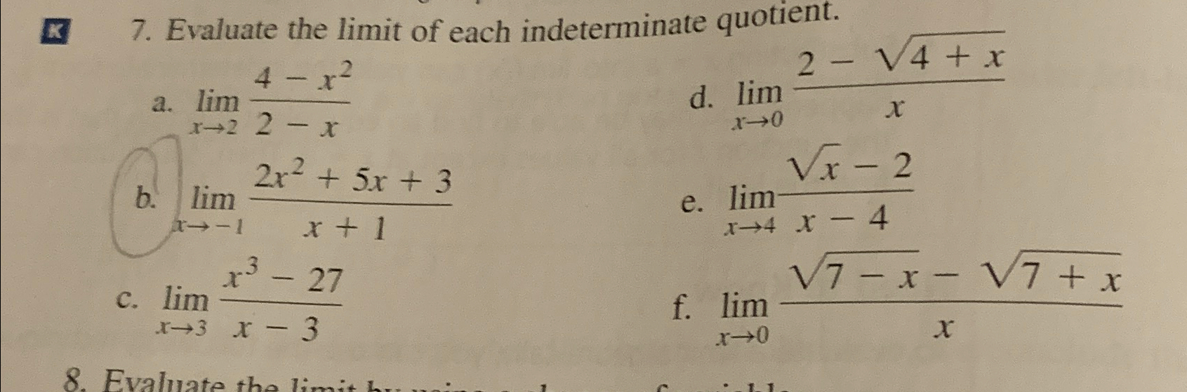Solved Evaluate the limit of each indeterminate | Chegg.com