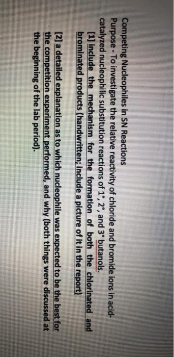 Solved Competing Nucleophiles in SN Reactions Purpose - To | Chegg.com