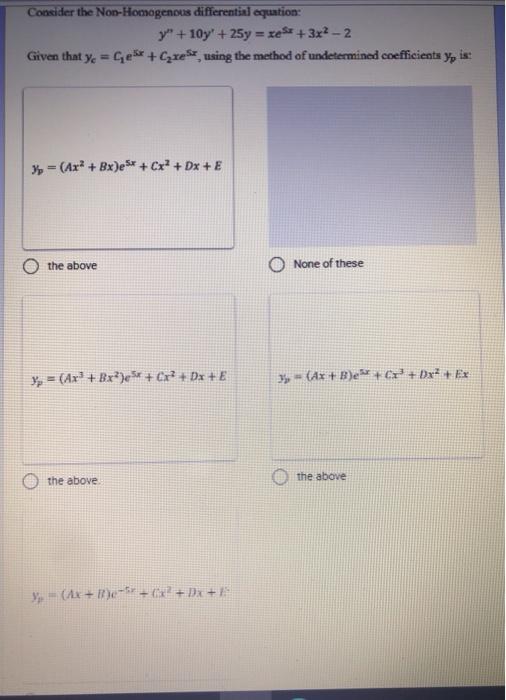 Solved Consider the differential cquation (E): yu-2y+y Given | Chegg.com Solved Consider the differential cquation (E): yu-2y+y Given | Chegg.com