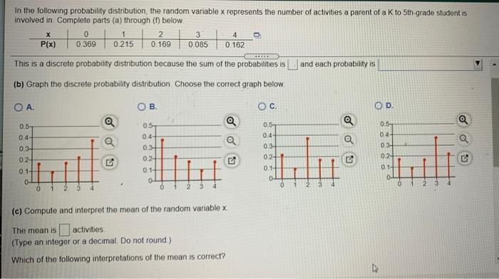 Solved In the following probability distribution, the random | Chegg.com