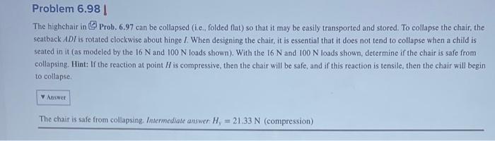 Solved The highchair in () Prob. 6.97 can be collapsed | Chegg.com