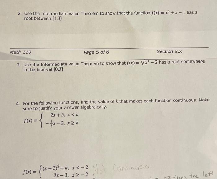 Solved 2. Use the Intermediate Value Theorem to show that | Chegg.com