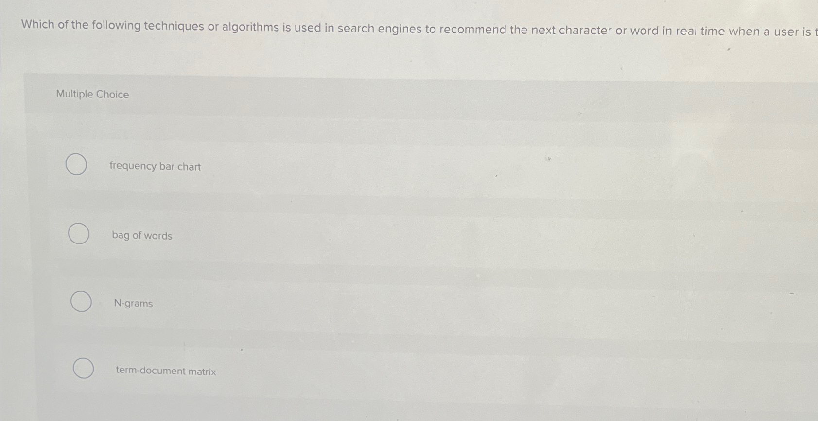 Solved Which of the following techniques or algorithms is | Chegg.com