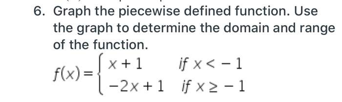 Solved 6. Graph the piecewise defined function. Use the | Chegg.com