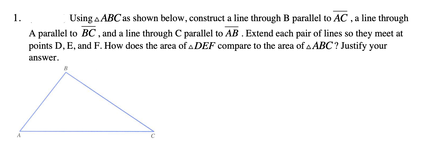 Solved Using ????ABC ﻿as shown below, construct a line | Chegg.com