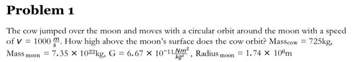 Solved Problem 1 The cow jumped over the moon and moves with | Chegg.com