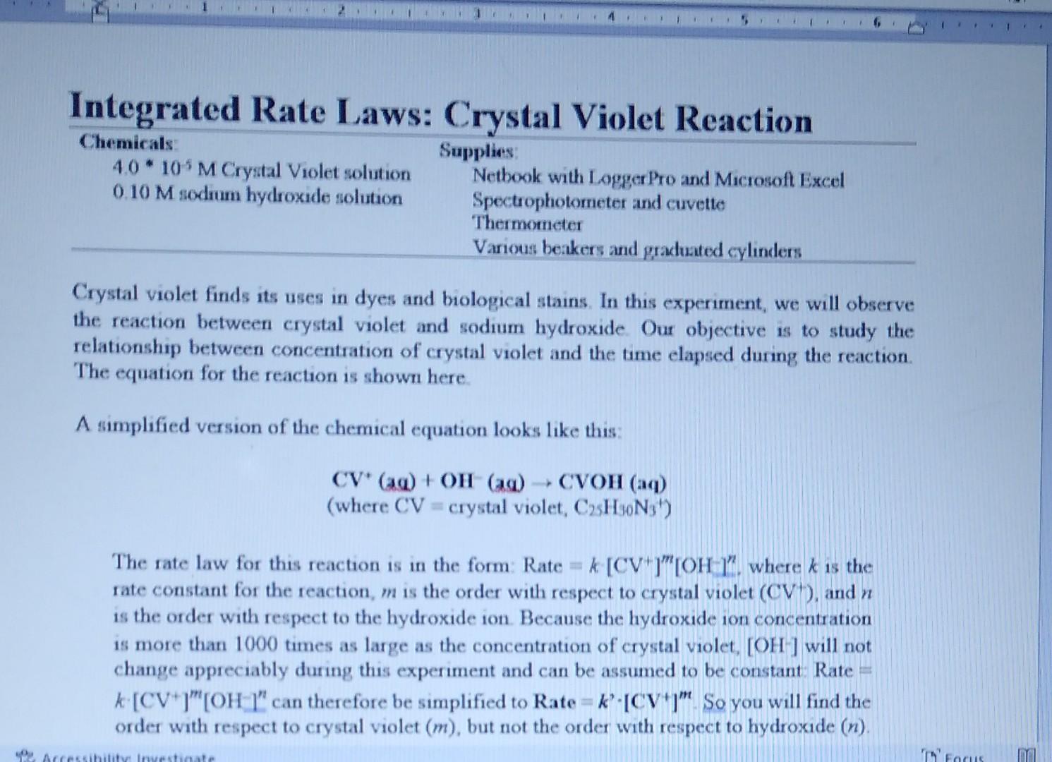 Solved the reaction between crystal violet and sodicam | Chegg.com