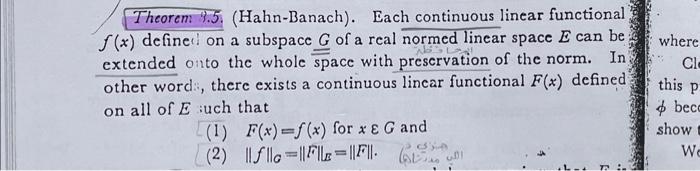 Solved (Hahn-Banach). Each continuous linear functional f(x) | Chegg.com